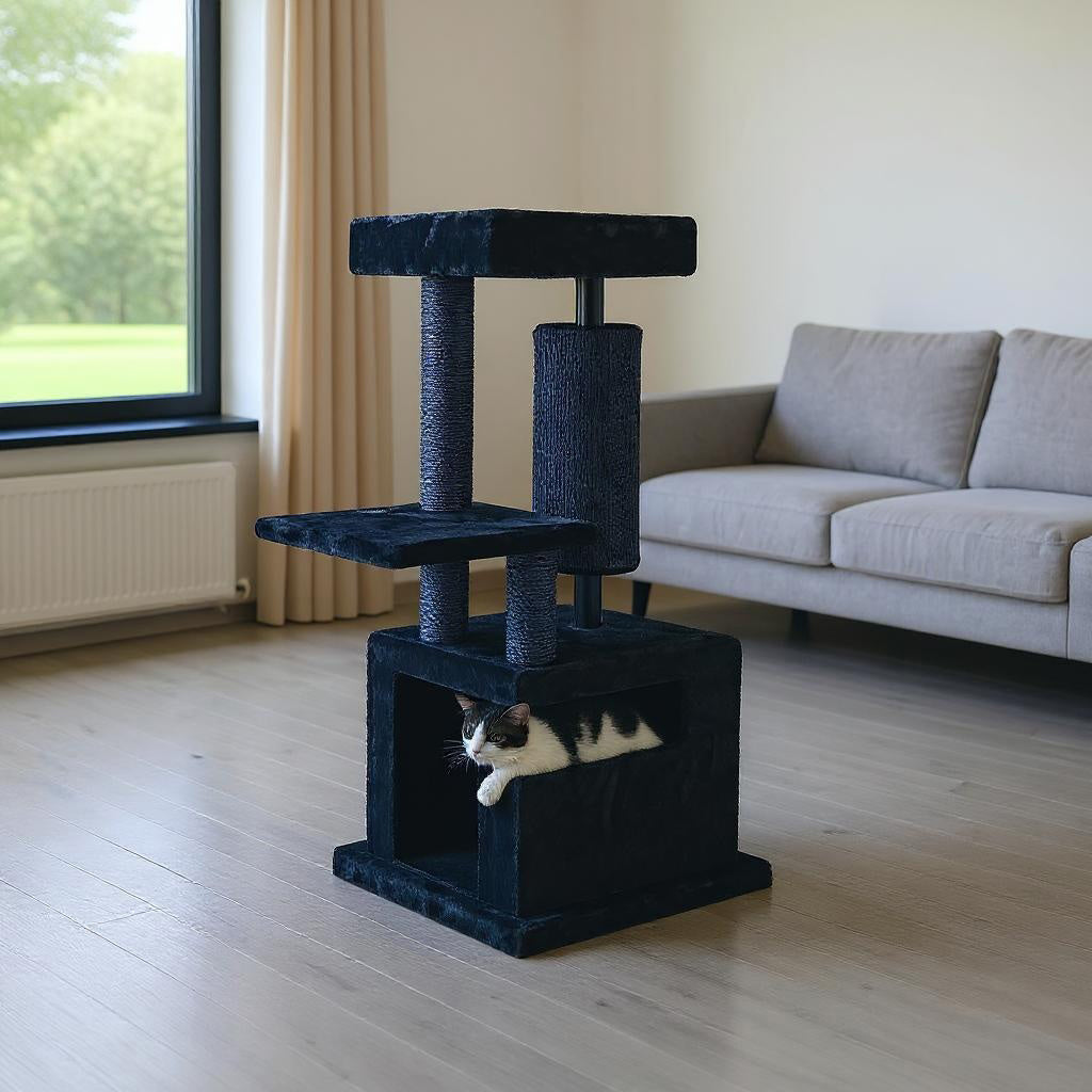 Kitty Scratch Barrel Cat Tree - Black | Kazoo Pet Co