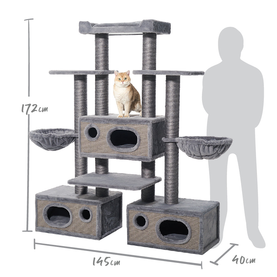 Hideaway Cat Climb Castle - Grey | Kazoo Pet Co