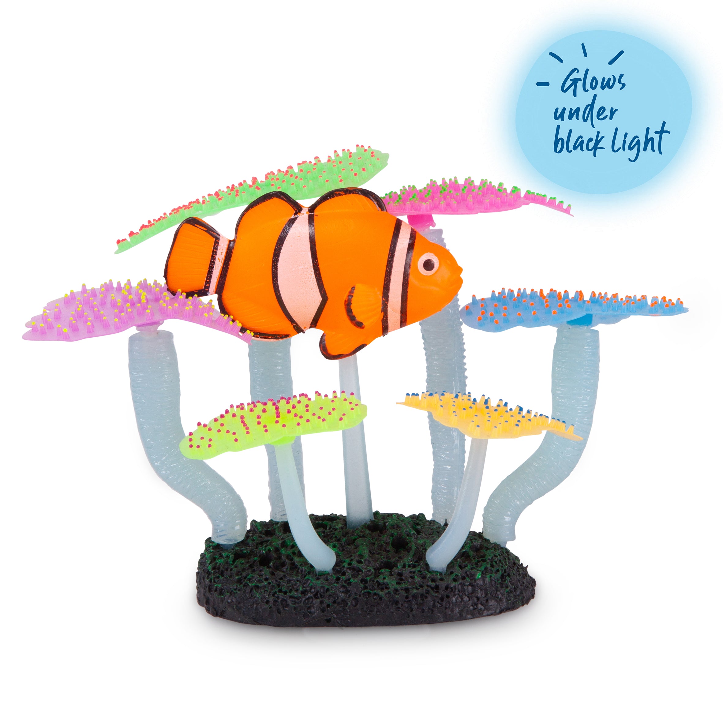 Silicone Fluro Anemone With Clown Fish – Kazoo Pet Co